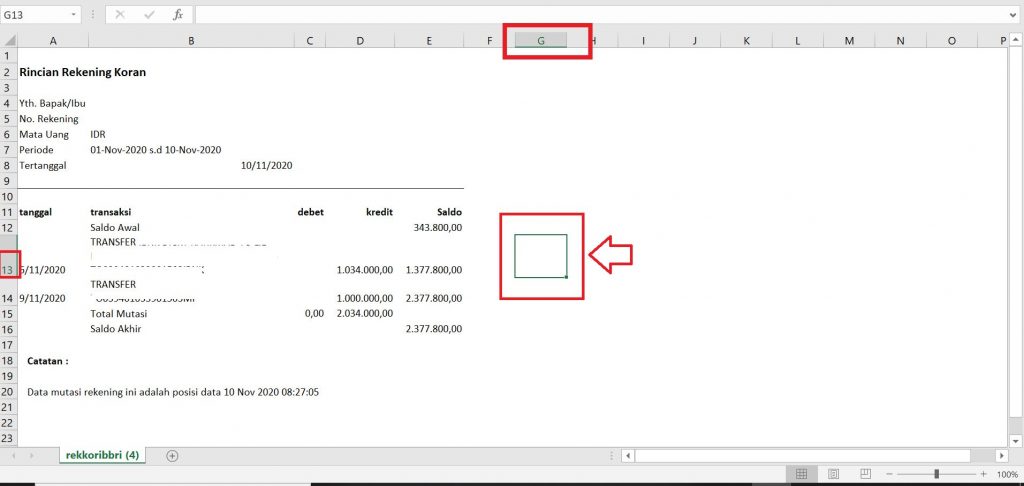 Eror “Gagal Import File Mutasi. Nomor Rekening Tidak Sama Dengan ...