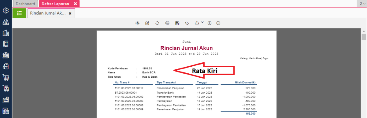 Pengaturan Tampilan Header Pada Laporan - Ultima Tekno Solusindo