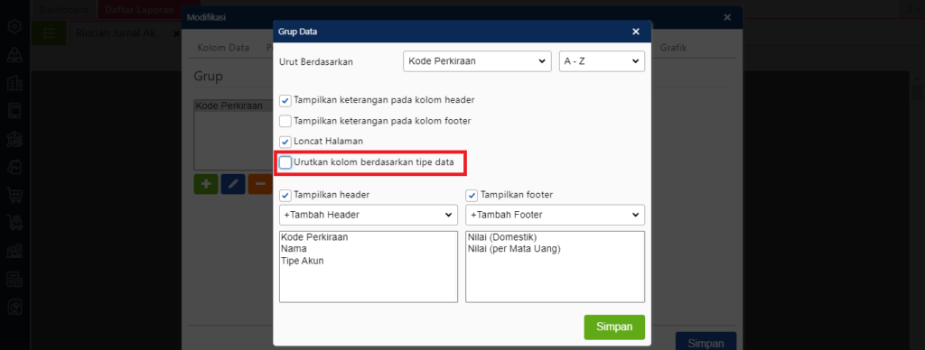 Pengaturan Tampilan Header Pada Laporan - Ultima Tekno Solusindo