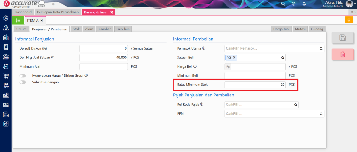 Cara Perbarui Batas Minimum Stok - Ultima Tekno Solusindo