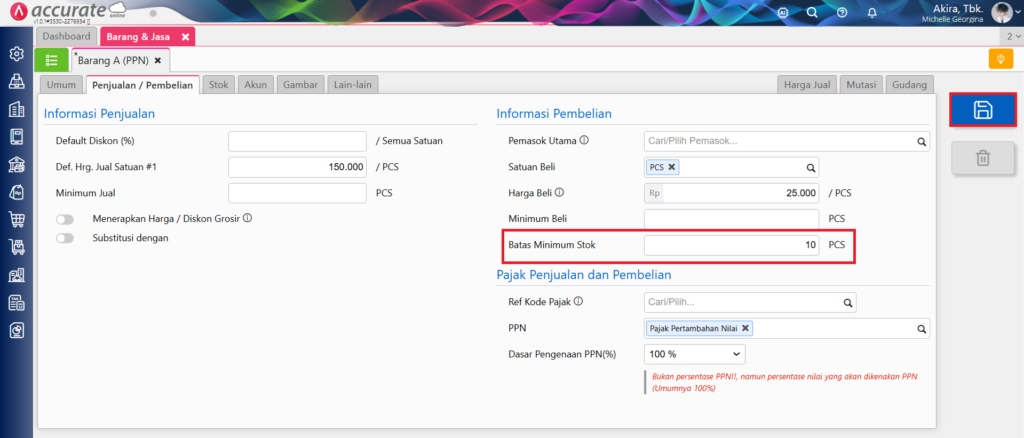 Pengaturan Jumlah Stok Minimum - Ultima Tekno Solusindo